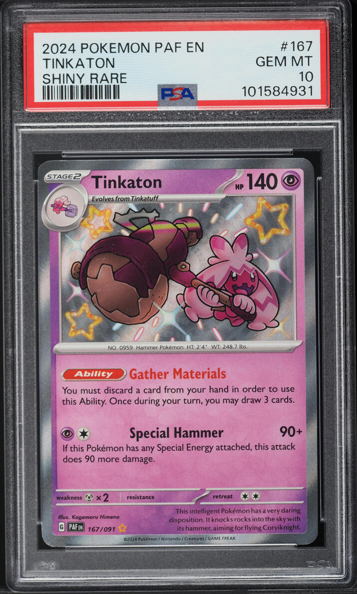 2024 Pokemon SV Paldean Fates Shiny Rare Tinkaton #167 PSA 10 GEM MINT ...