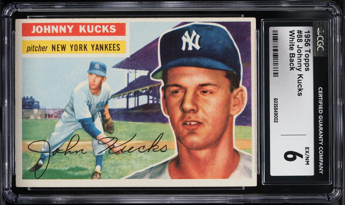 1956 Topps Johnny Kucks ROOKIE, WHITE BACK #88 CGC 6 EXMT on Fanatics ...