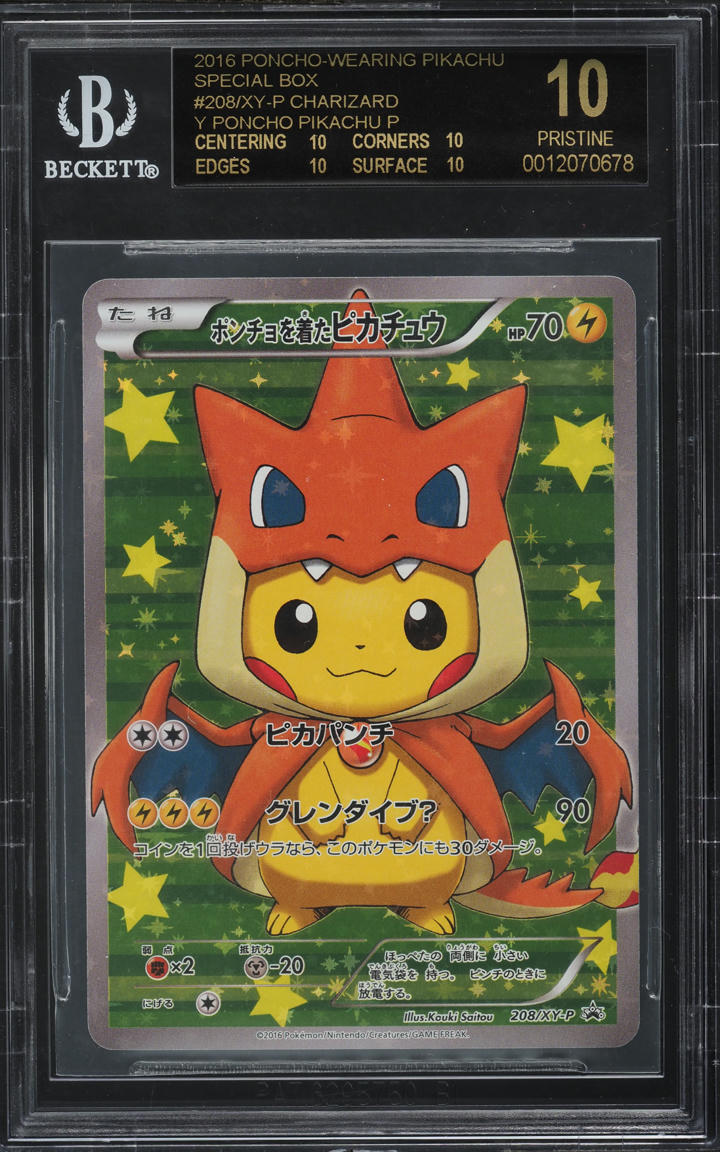 2016 Pokemon Japanese XY M Charizard Y Poncho Pikachu #208 BGS 10 Black ...