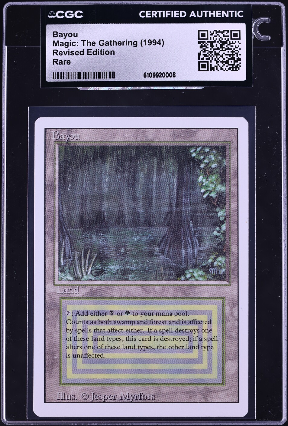 1994 Magic The Gathering MTG Revised Land Bayou CGC AUTH on Fanatics ...