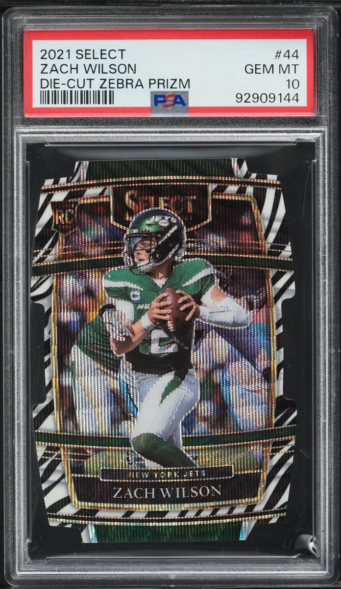 2021 Select Concourse Zebra Prizm Die-Cut Zach Wilson ROOKIE #44 PSA 10 ...