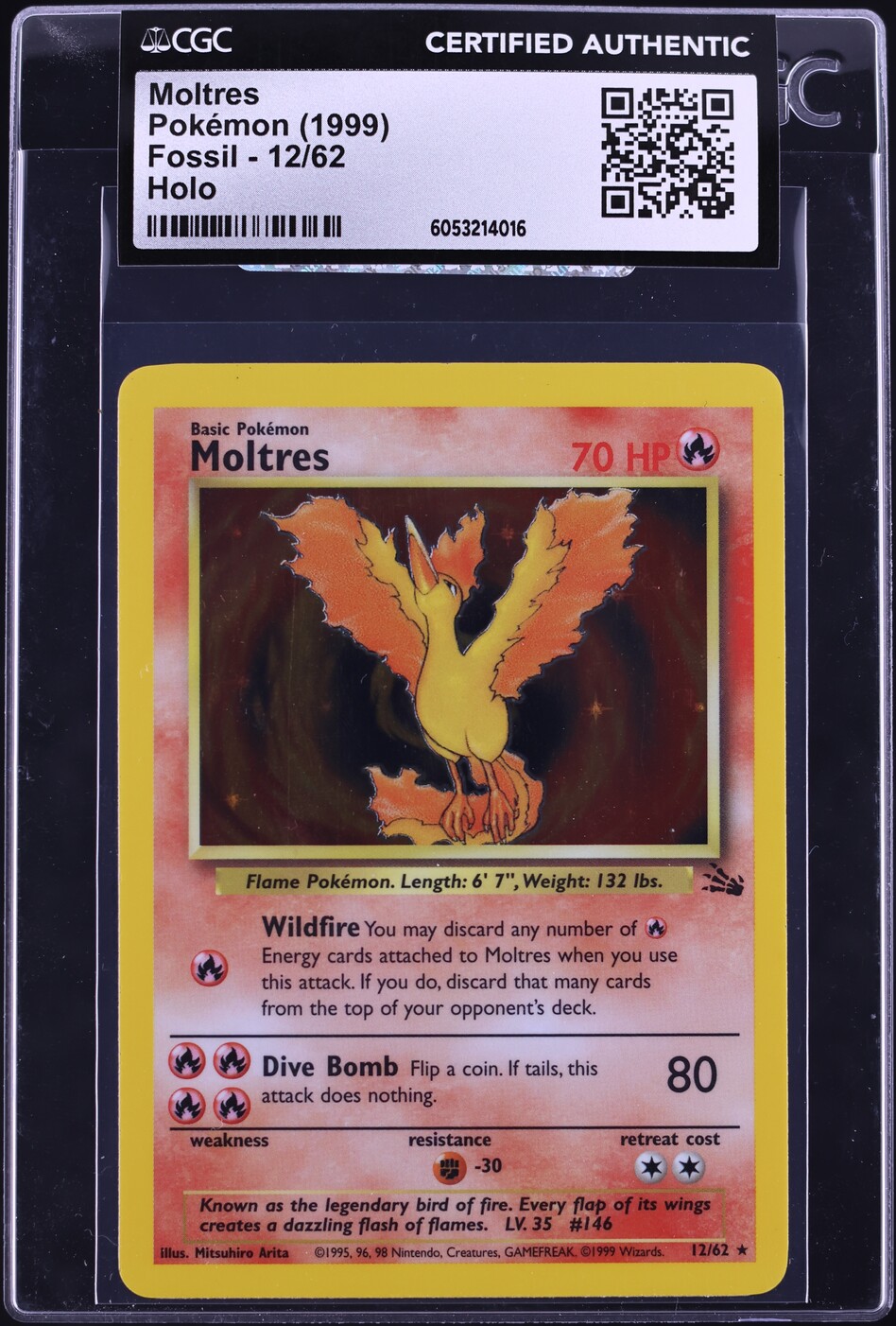 1999 Pokemon Fossil Holo Moltres #12 CGC AUTH on Fanatics Collect