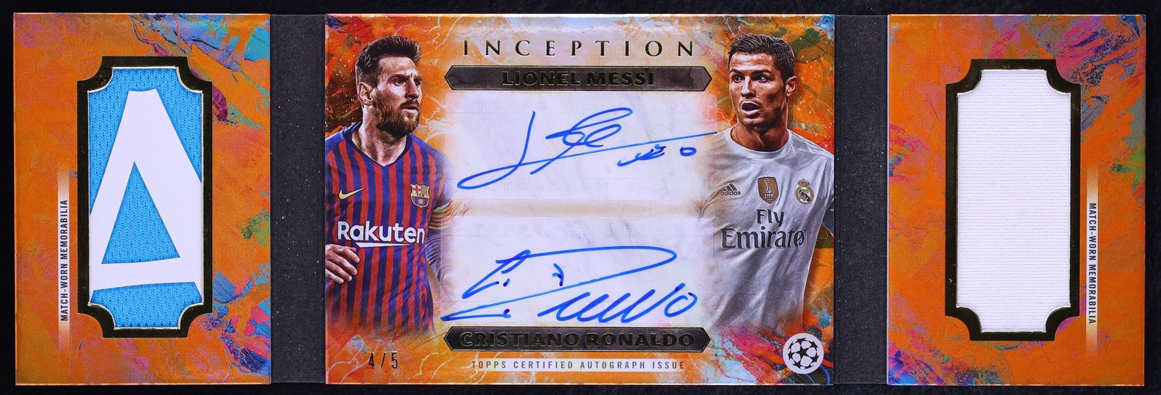 2023 Topps Inception UCC Dual Book Orange Messi Ronaldo PATCH AUTO /5 ...