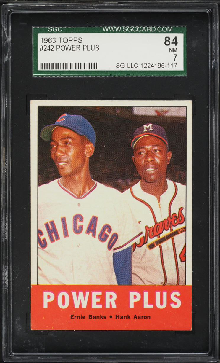 1963 Topps Ernie Banks & Hank Aaron POWER PLUS #242 SGC 7 NRMT on ...