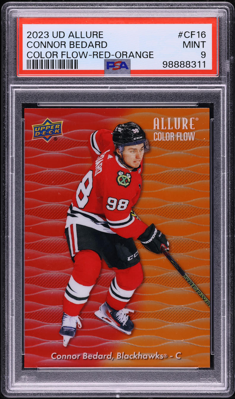 2023 Upper Deck Allure Color Flow Red Orange Connor Bedard ROOKIE PSA 9 ...