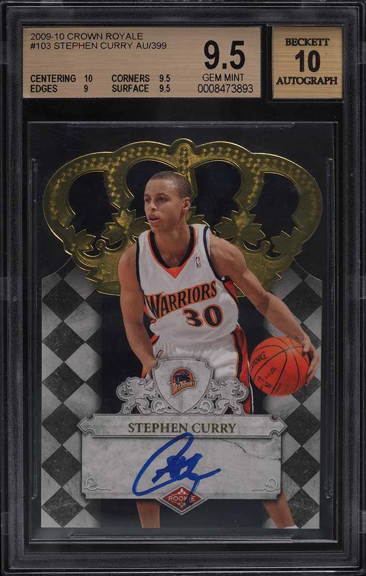 2009 Panini Crown Royale Die-Cut Stephen Curry ROOKIE AUTO /399 BGS 9.5 ...