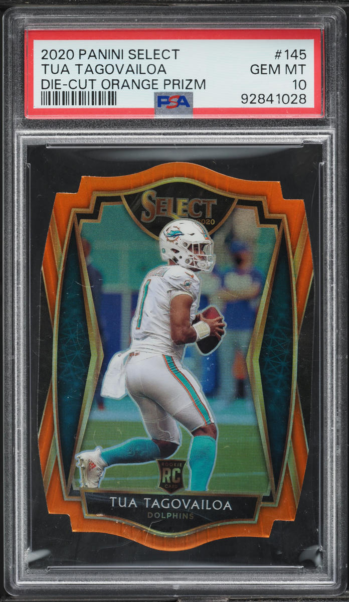 2020 Select Premier Level Orange Die-Cut Tua Tagovailoa ROOKIE #145 PSA ...