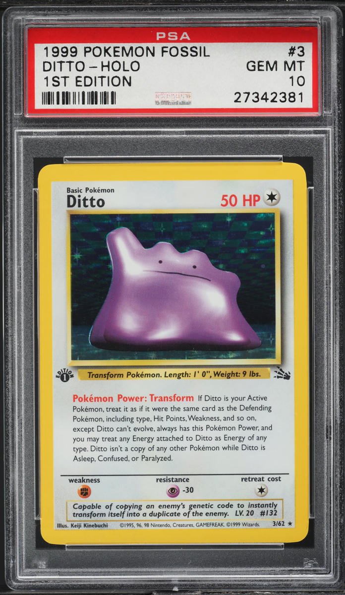 1999 Pokemon Fossil 1st Edition Holo Ditto #3 PSA 10 GEM MINT on ...