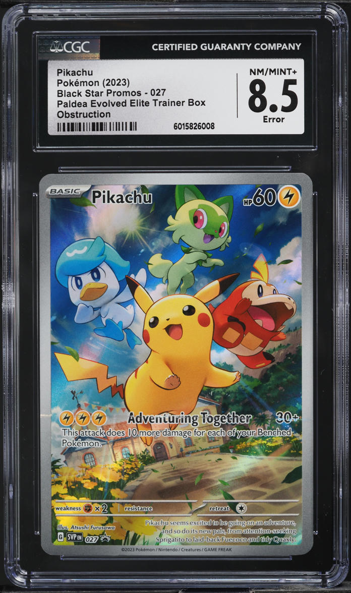 2023 Pokemon SV Black Star Promo Paldea Evolved ETB Pikachu #27 CGC 8.5 NM-MT+ on Fanatics Collect