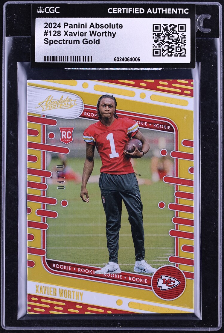 2024 Absolute Spectrum Gold Xavier Worthy ROOKIE /10 #128 CGC AUTH on ...