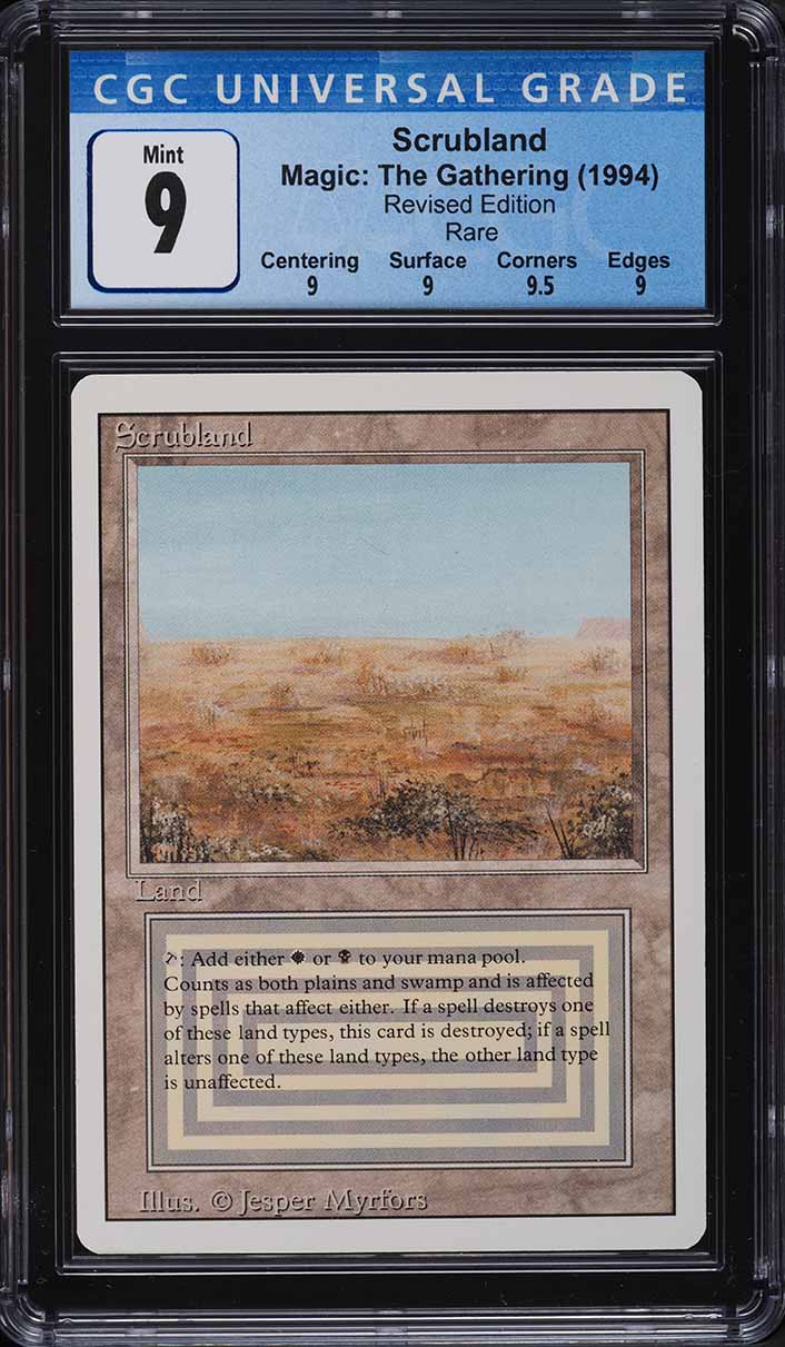 1994 Magic The Gathering MTG Revised Dual Land Scrubland CGC 9 MINT on ...