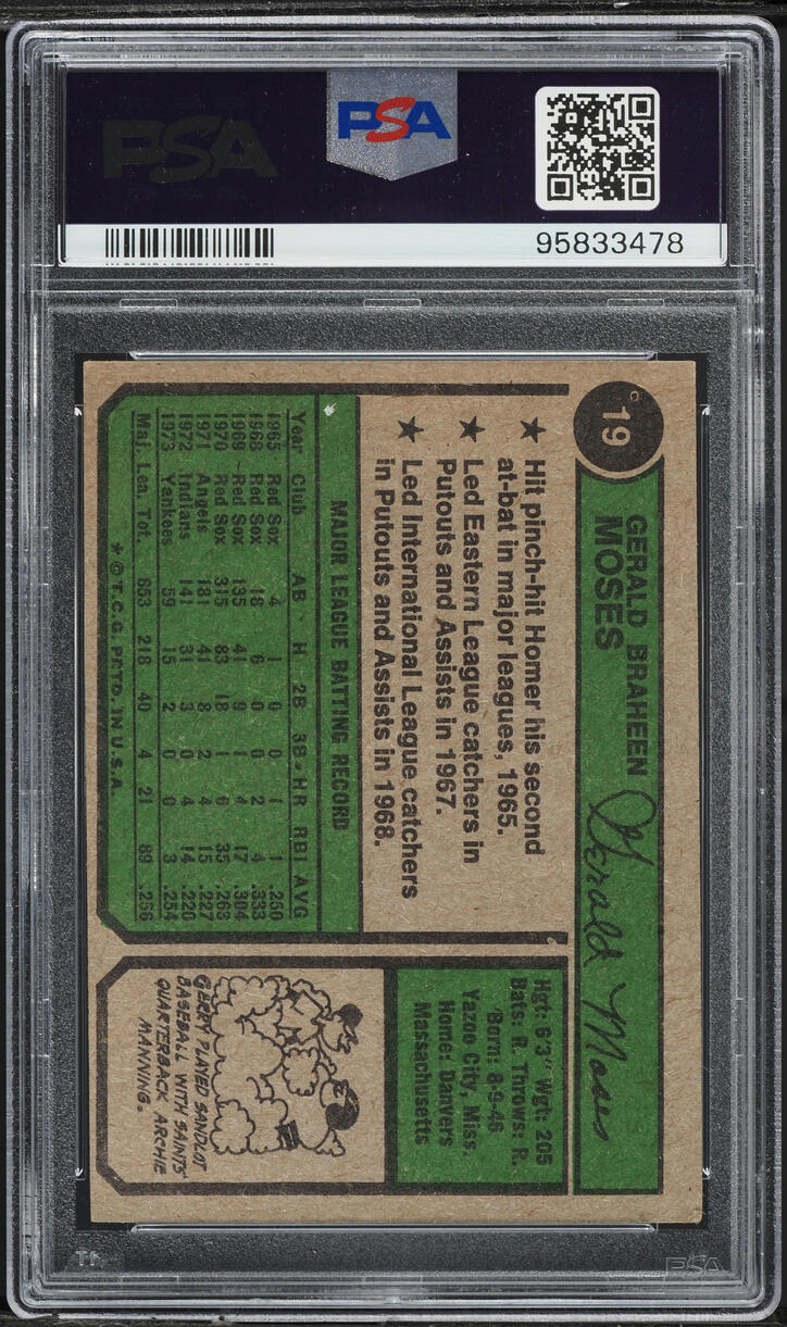 1974 Topps Gerry Moses #19 PSA 5 EX on Fanatics Collect