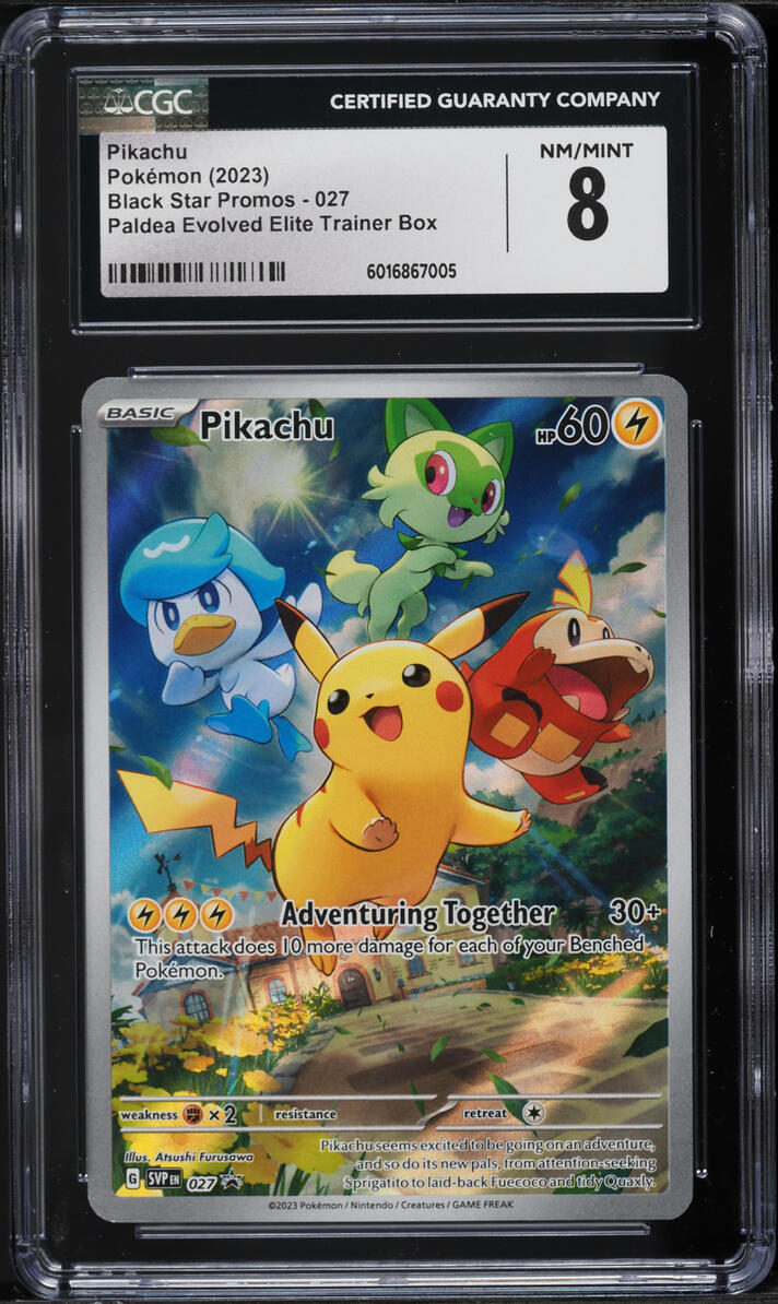 2023 Pokemon SV Black Star Promo Paldea Evolved ETB Pikachu #27 CGC 8 NM-MT on Fanatics Collect