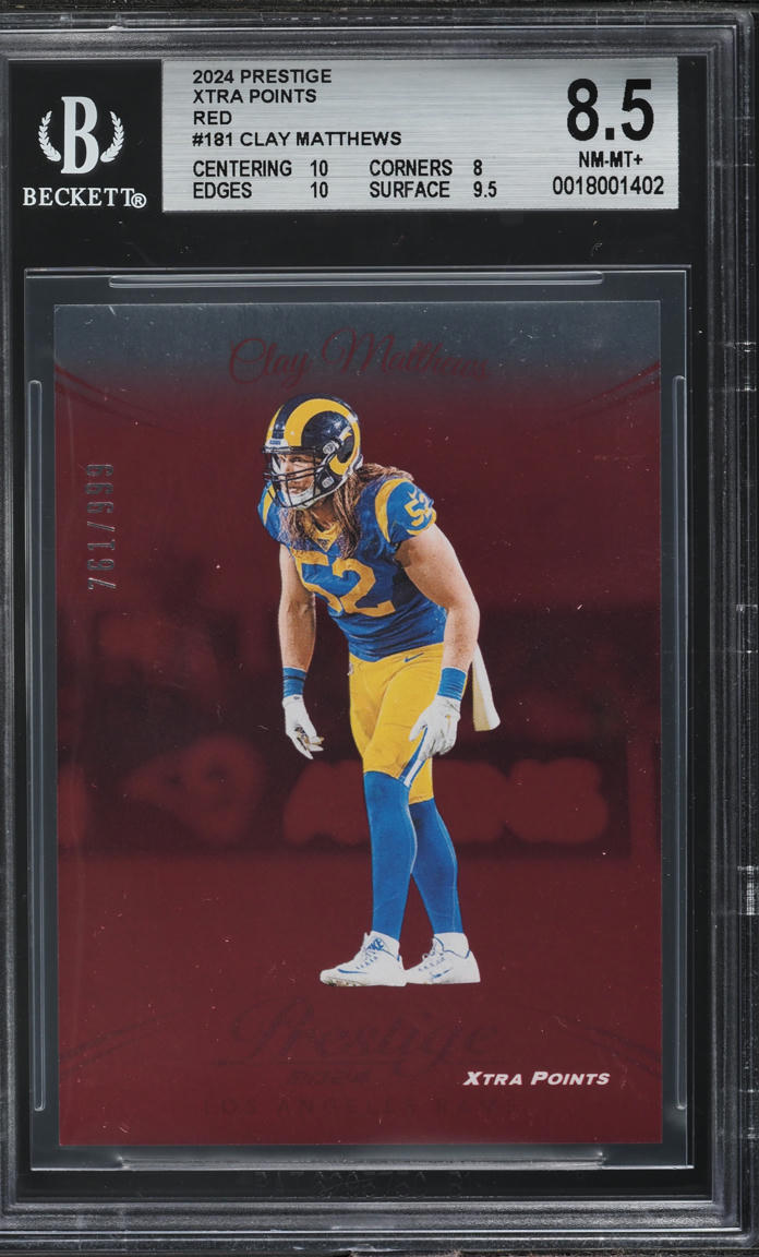 2024 Panini Prestige Xtra Points Red Clay Matthews /999 #181 BGS 8.5 NM ...