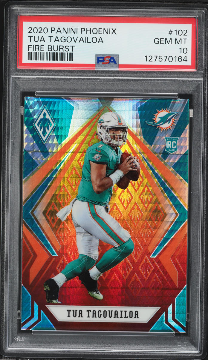 2020 Panini Phoenix Fire Burst Tua Tagovailoa ROOKIE #102 PSA 10 GEM ...