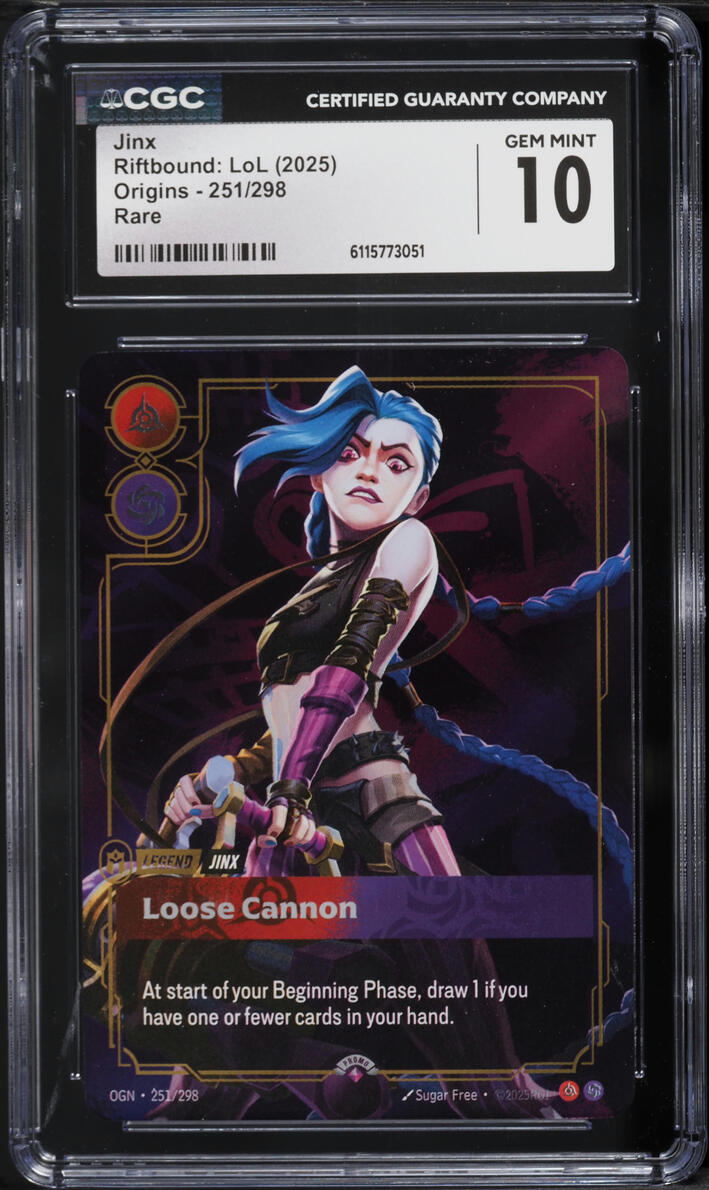 2025 Riftbound League Of Legends Origins Jinx #251 CGC 10 GEM MINT on ...