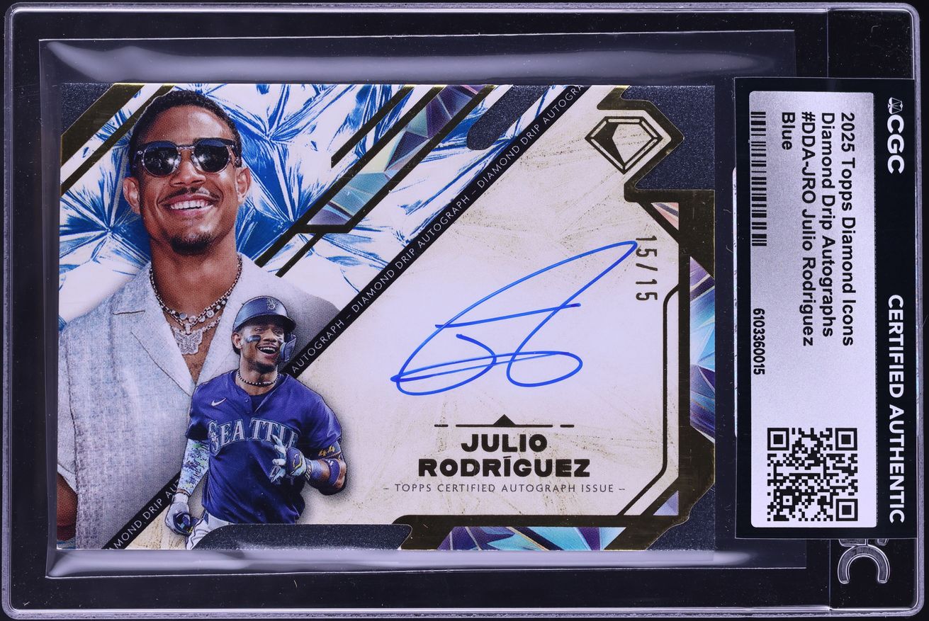 2025 Topps Diamond Icons Drip Blue Julio Rodriguez AUTO 15/15 #DDA-JRO ...