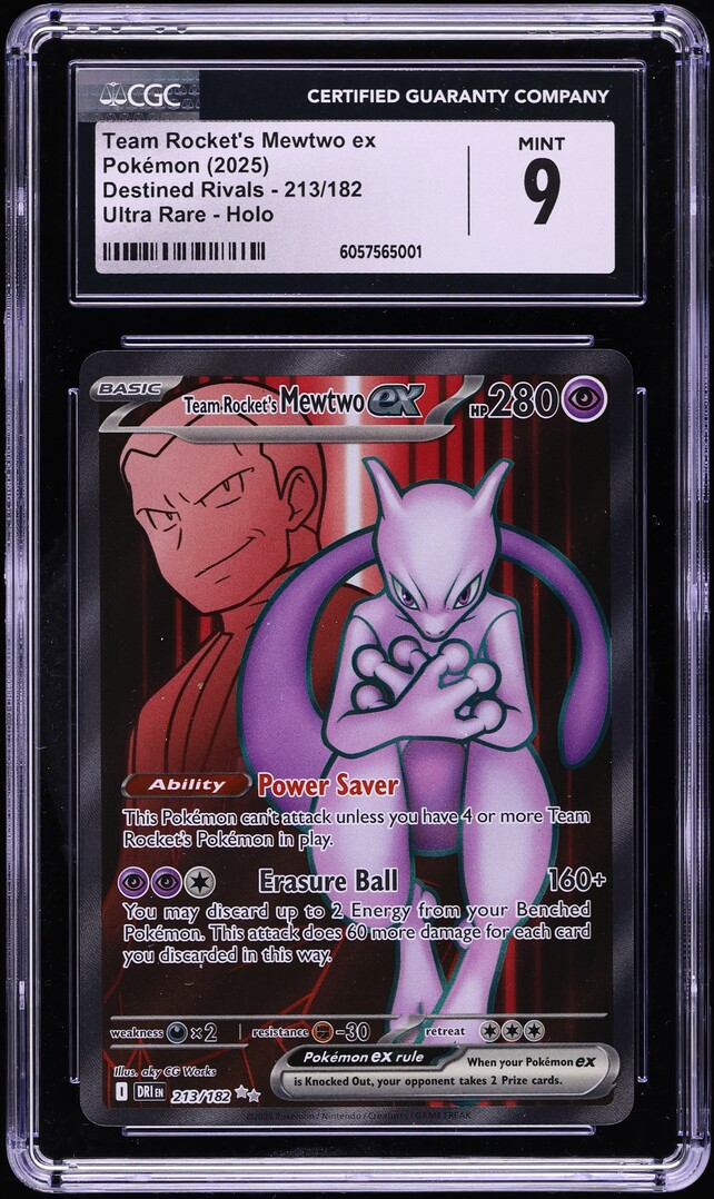2025 Pokemon Destined Rivals Full Art Team Rocket's Mewtwo ex #213 CGC ...