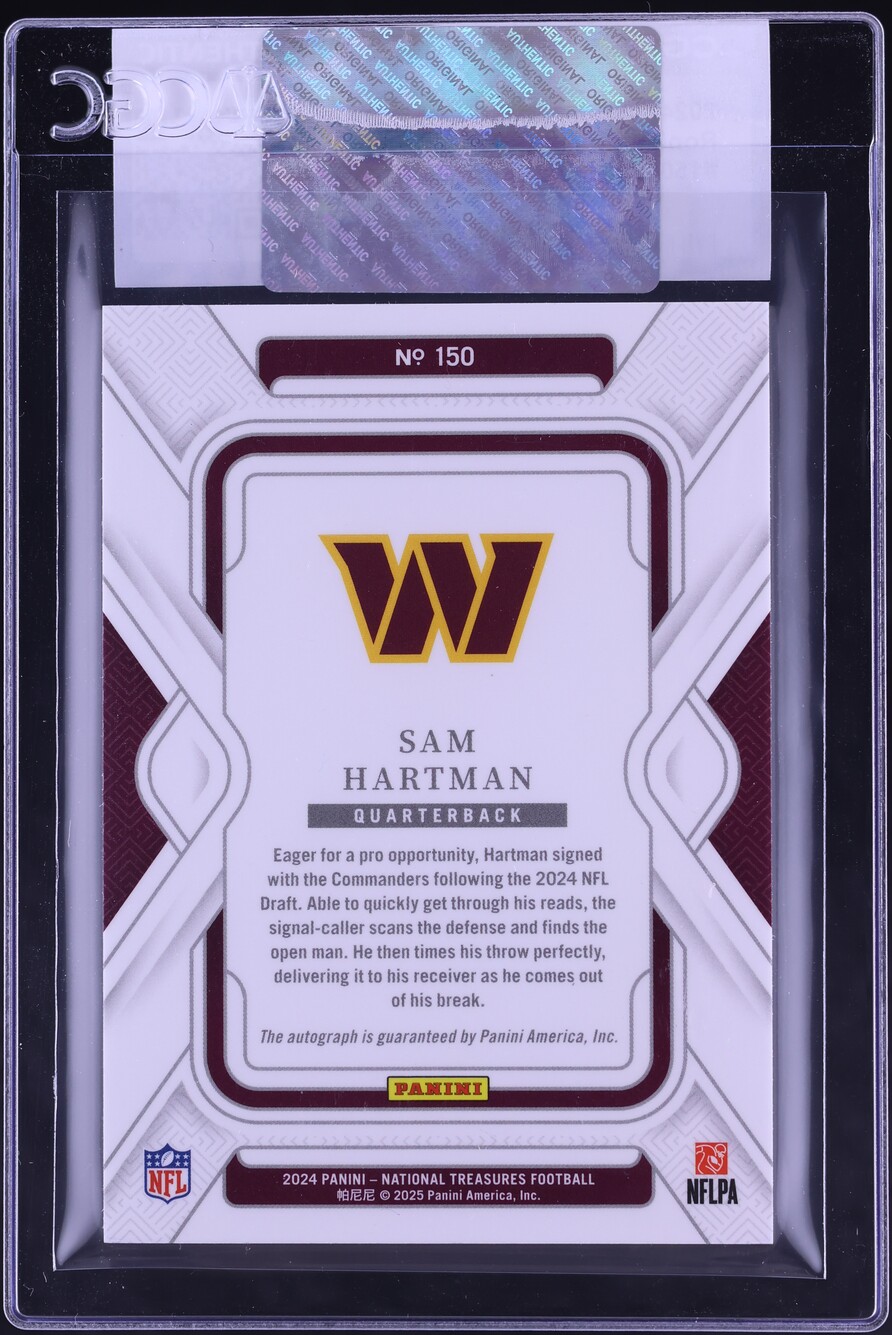 2024 National Treasures Sam Hartman ROOKIE AUTO /99 #150 CGC AUTH on ...