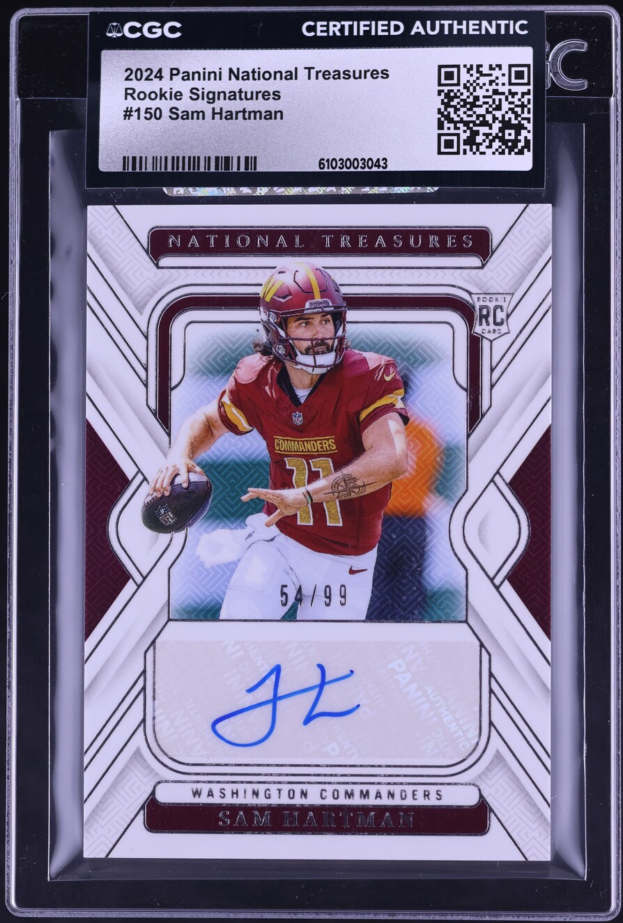 2024 National Treasures Sam Hartman ROOKIE AUTO /99 #150 CGC AUTH on ...