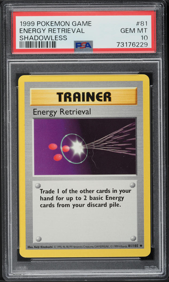 1999 Pokemon Base Set Shadowless Energy Retrieval #81 PSA 10 GEM MINT ...
