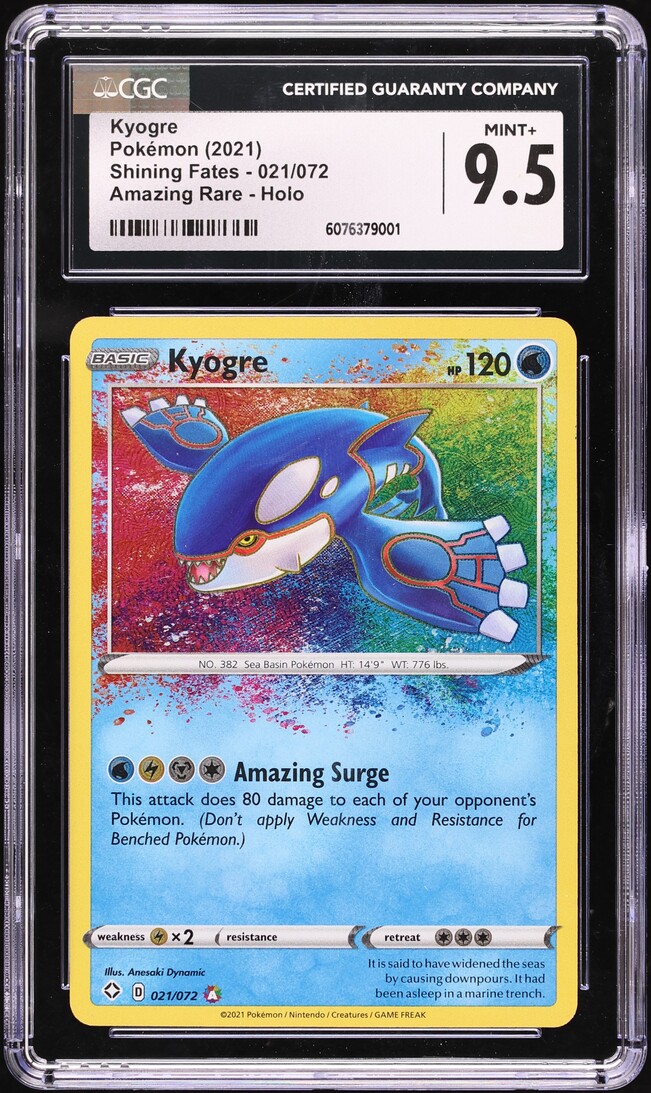 2021 Pokemon Sword & Shield Shining Fates Amazing Rare Kyogre #21 CGC 9 ...