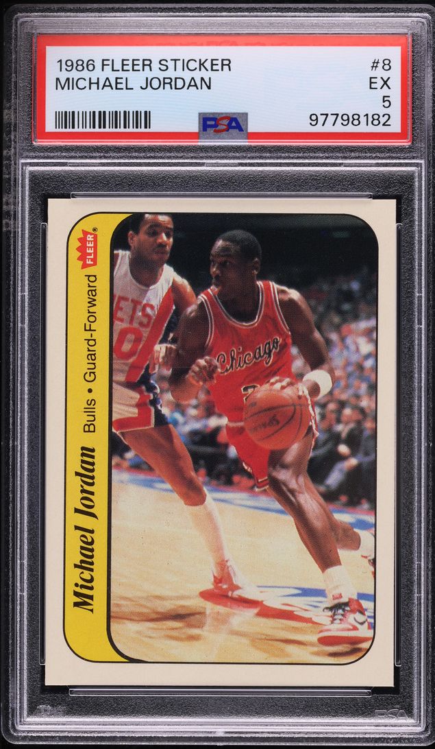 1986 Fleer Sticker Michael Jordan ROOKIE #8 PSA 5 EX on Fanatics Collect