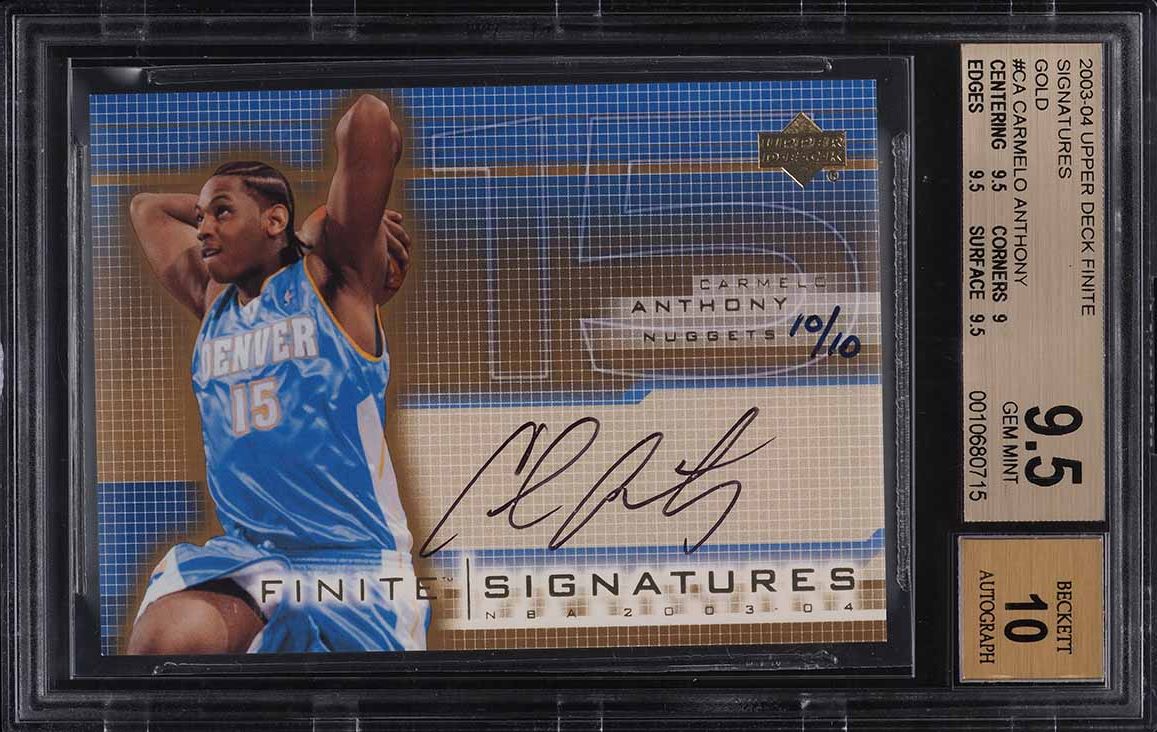 2003 Upper Deck Finite Gold Carmelo Anthony ROOKIE AUTO /10 #CA BGS 9.5 ...