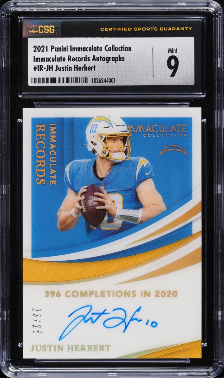 2021 Immaculate Collection Records Justin Herbert AUTO /25 #IR-JH CSG 9 ...