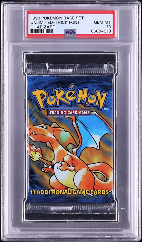 1999 Pokemon Base Set Thick Font Charizard Base Foil Pack PSA 10 GEM ...