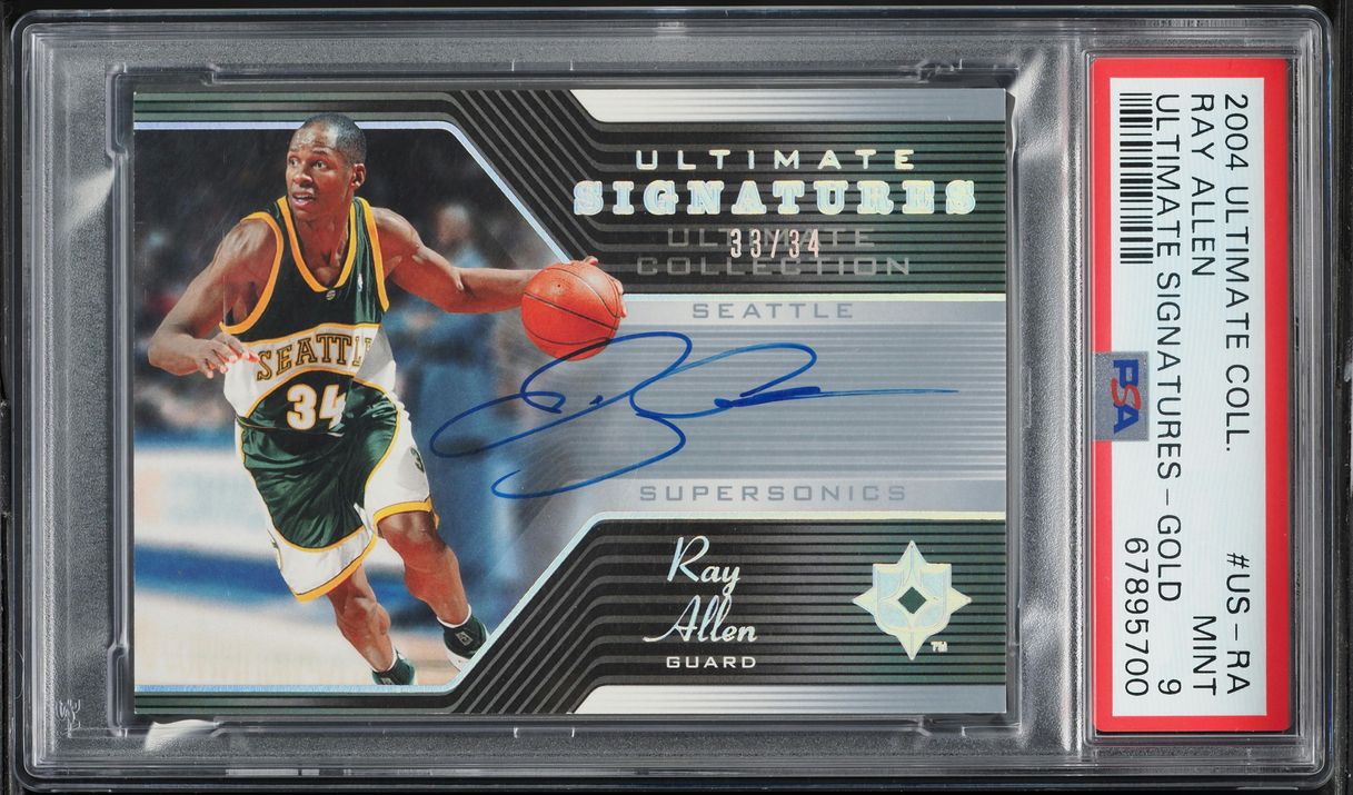 2004 Ultimate Collection Signatures Gold Ray Allen AUTO /34 #US-RA PSA ...