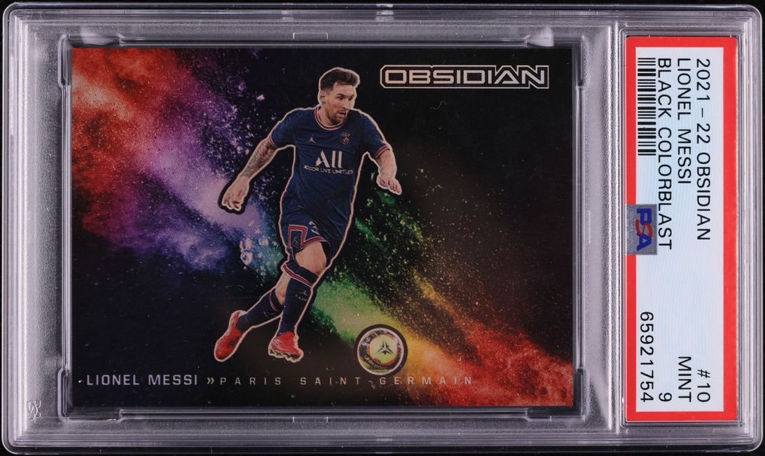 2021 Panini Obsidian Black Colorblast Lionel Messi #10 PSA 9 MINT on ...