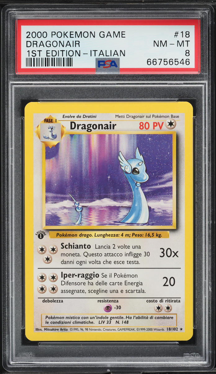 2000 Pokemon Italian Base Set 1st Edition Dragonair #18 PSA 8 NM-MT on ...