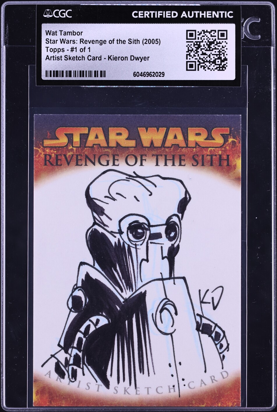 2005 Topps Star Wars ROS Artist Sketch Kieron Dwyer Wat Tambor 1/1 CGC ...
