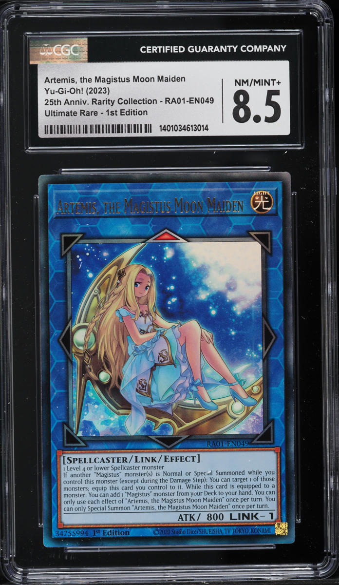 2023 Yu-Gi-Oh! 25th Anniversary 1st Ed Artemis, The Magistus Moon Maiden CGC 8.5 on Fanatics Collect
