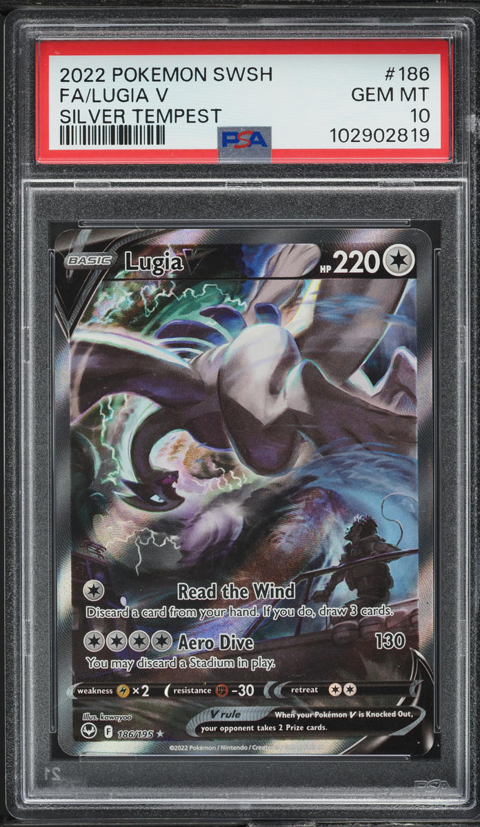 2022 Pokemon Sword & Shield Silver Tempest Alt Art Lugia V #186 PSA 10 ...