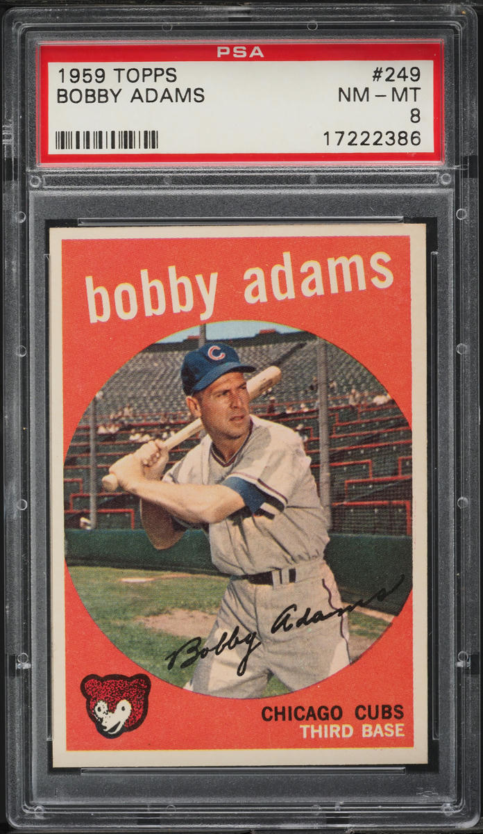 1959 Topps Bobby Adams WHITE BACK #249 PSA 8 NM-MT on Fanatics Collect