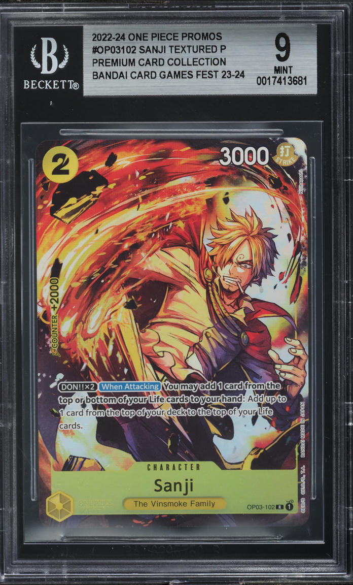 2022 One Piece Promo Bandai Card Games Fest Sanji #OP03-102 BGS 9 MINT on Fanatics Collect