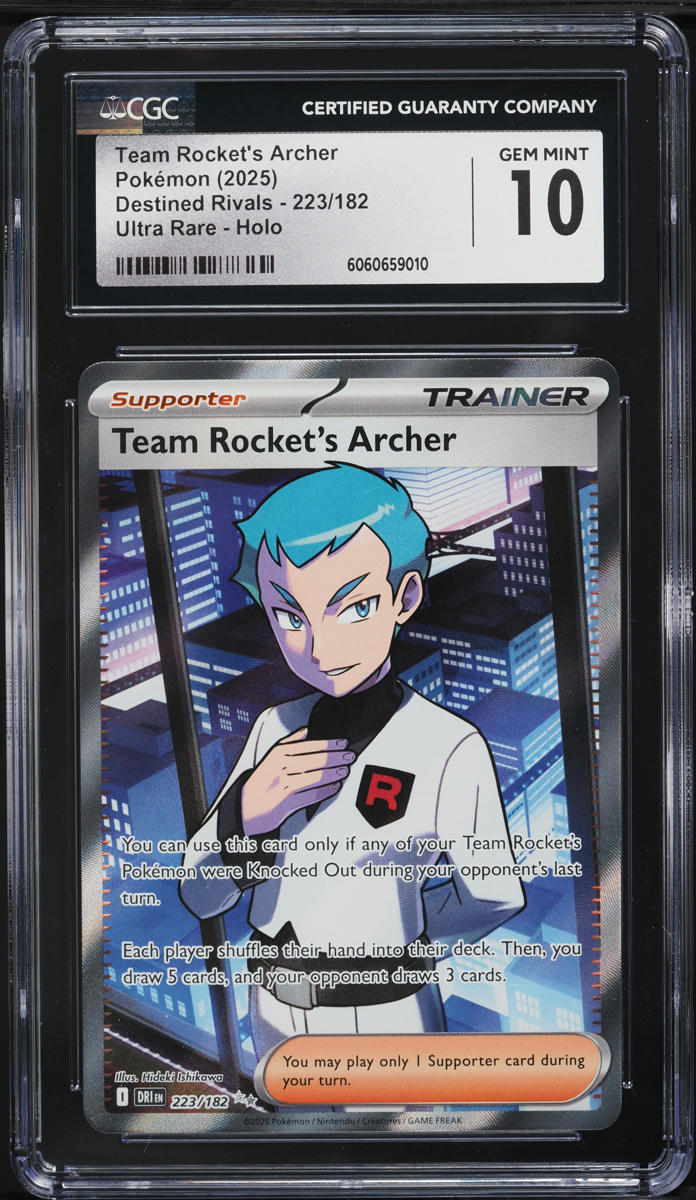 2025 Pokemon SV Destined Rivals Full Art Team Rocket's Archer #223 CGC 10 GEM on Fanatics Collect