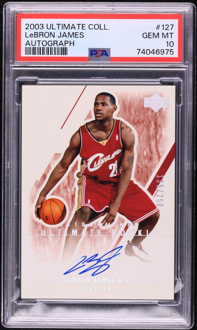 2003 Ultimate Collection LeBron James ROOKIE AUTO /250 #127 PSA 10 GEM ...