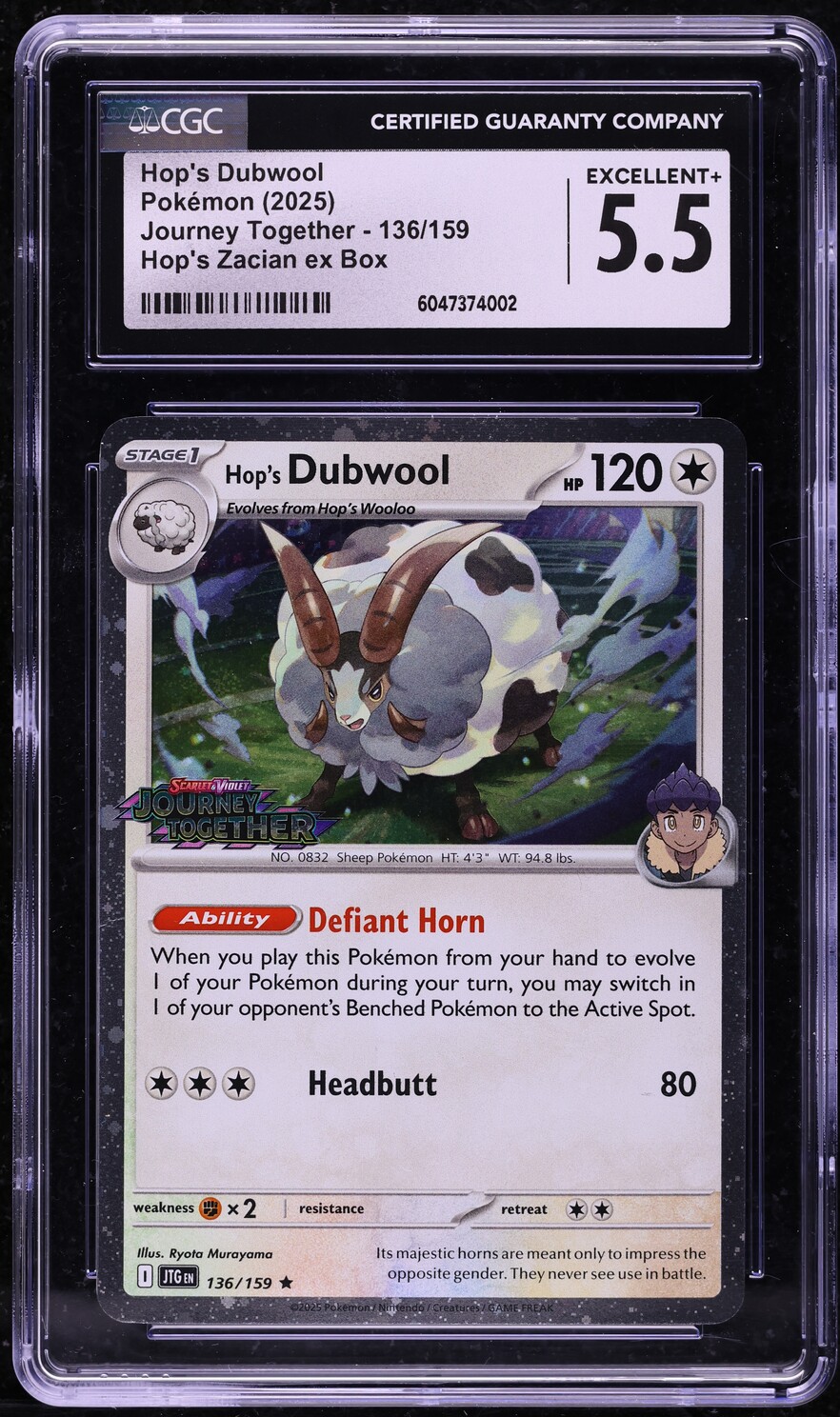 2025 Pokemon Scarlet & Violet Journey Together Hop's Dubwool #136 CGC 5 ...