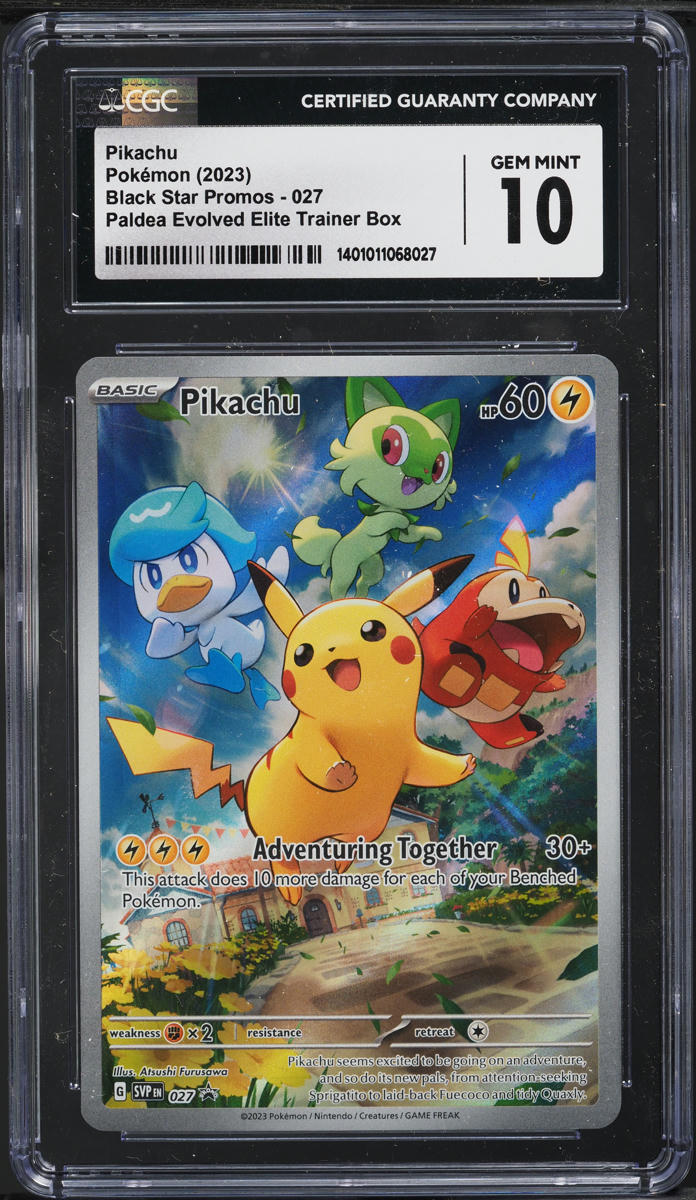2023 Pokemon SV Black Star Promo Paldea Evolved ETB Pikachu #27 CGC 10 GEM MINT on Fanatics Collect