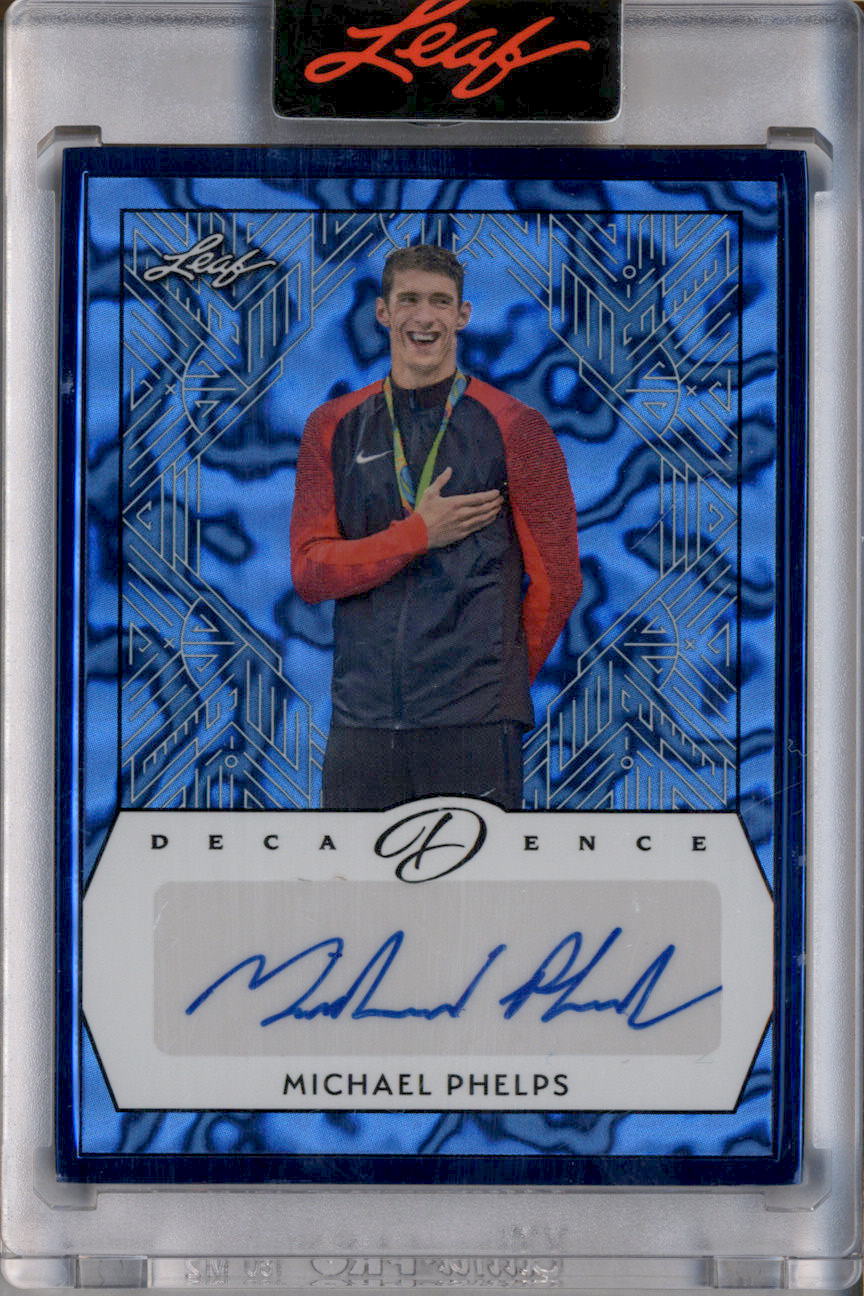 2024 Leaf Decadence Blue Border Autograph Michael Phelps Auto /4 on ...