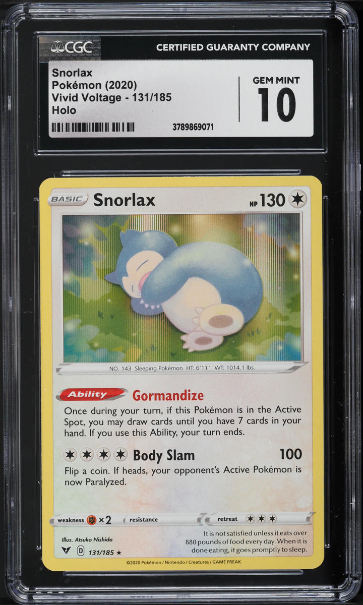 2020 Pokemon Sword & Shield Vivid Voltage Holo Snorlax #131 CGC 10 GEM ...