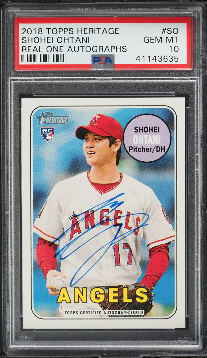2018 Topps Heritage Real One Shohei Ohtani ROOKIE AUTO #SO PSA 10 GEM ...