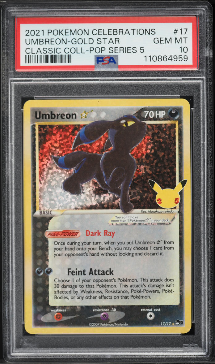2021 Pokemon Sword & Shield Celebrations Classic Holo Umbreon Gold Star ...