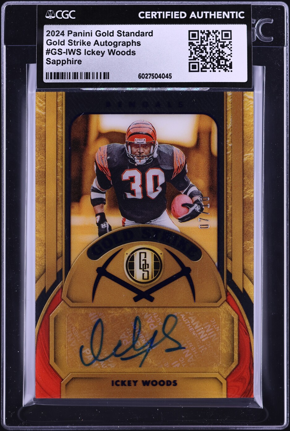 2024 Panini Gold Standard Gold Strike Sapphire Ickey Woods AUTO /10 CGC ...