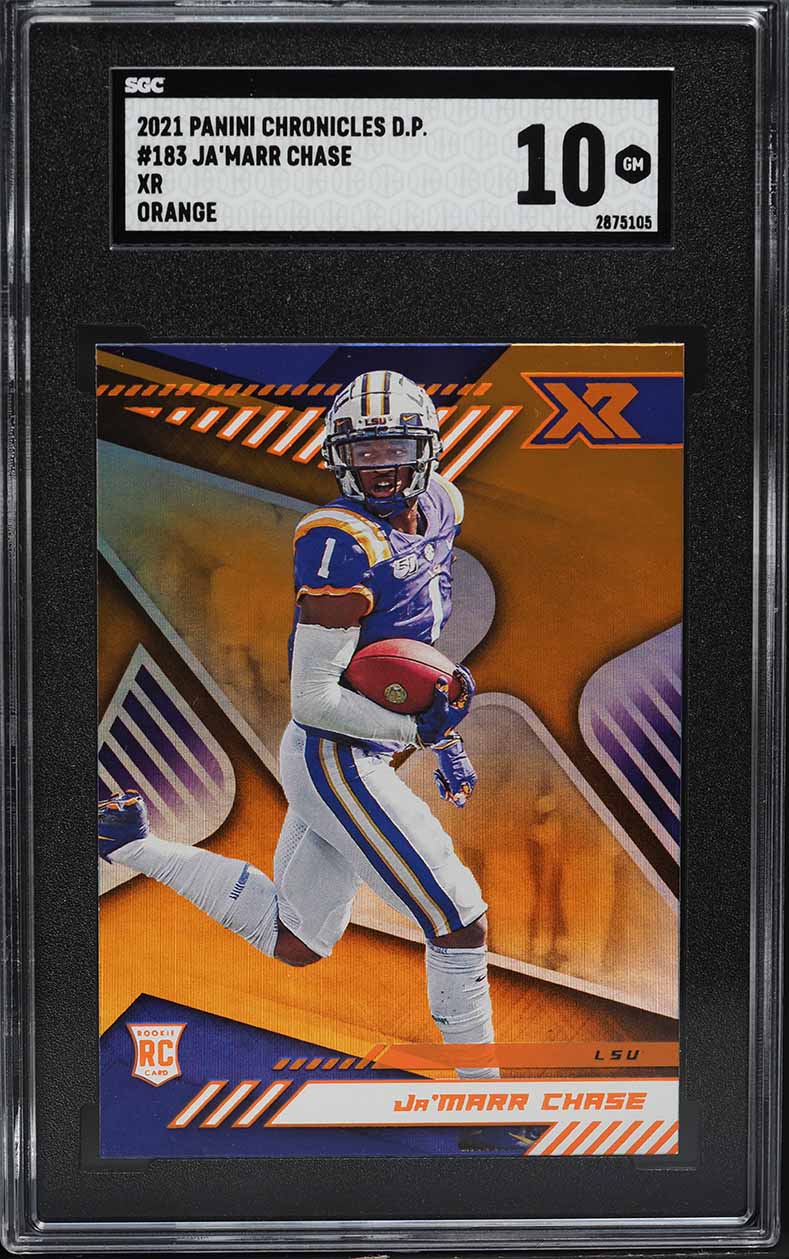 2021 Panini Chronicles Draft XR Orange Ja'Marr Chase ROOKIE #183 SGC 10 ...