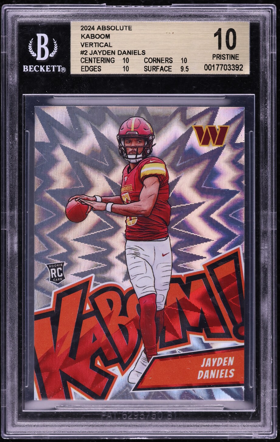 2024 Absolute Kaboom Vertical Jayden Daniels ROOKIE #2 BGS 10 PRISTINE ...