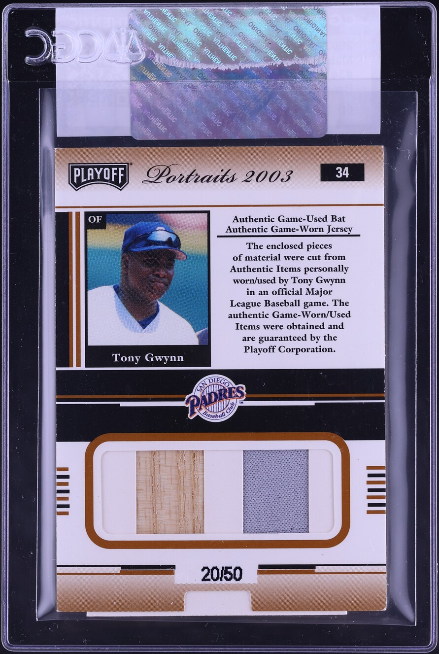 2003 Playoff Portraits Combo Bronze Tony Gwynn PATCH /50 #34 CGC AUTH ...